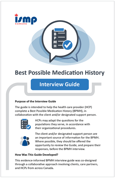 Best Possible Medication History Interview Guide - ISMP Canada